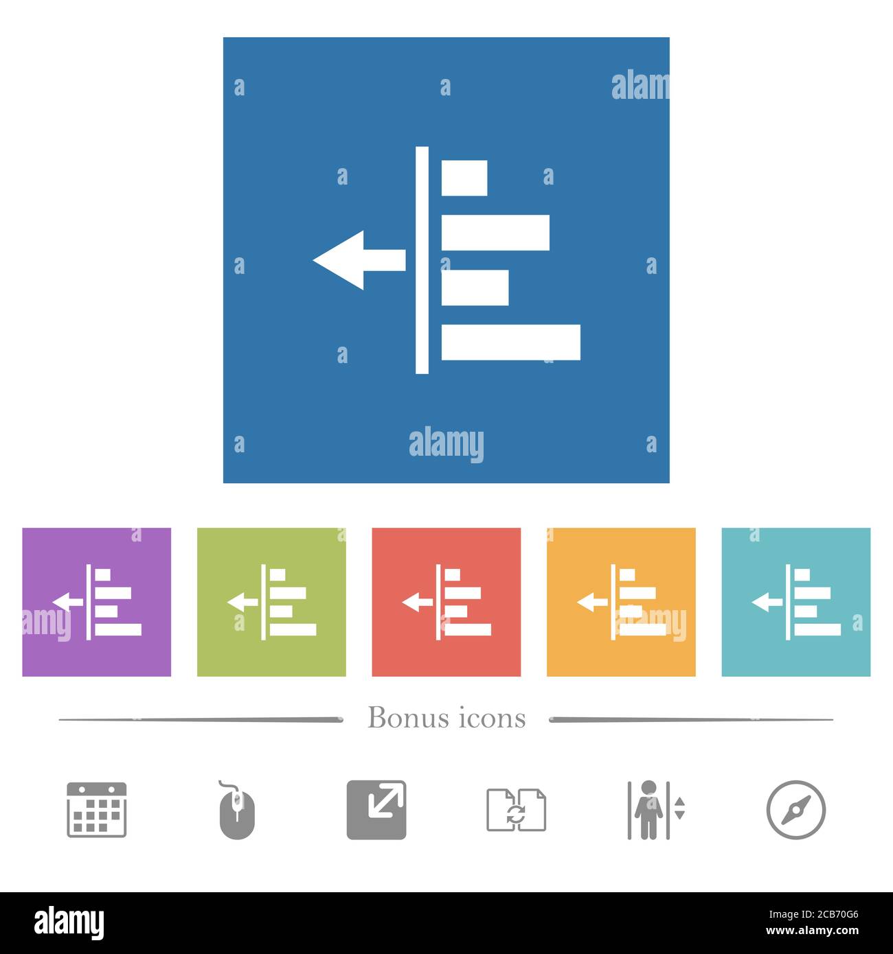 Decrease left indentation of content flat white icons in square backgrounds. 6 bonus icons ...