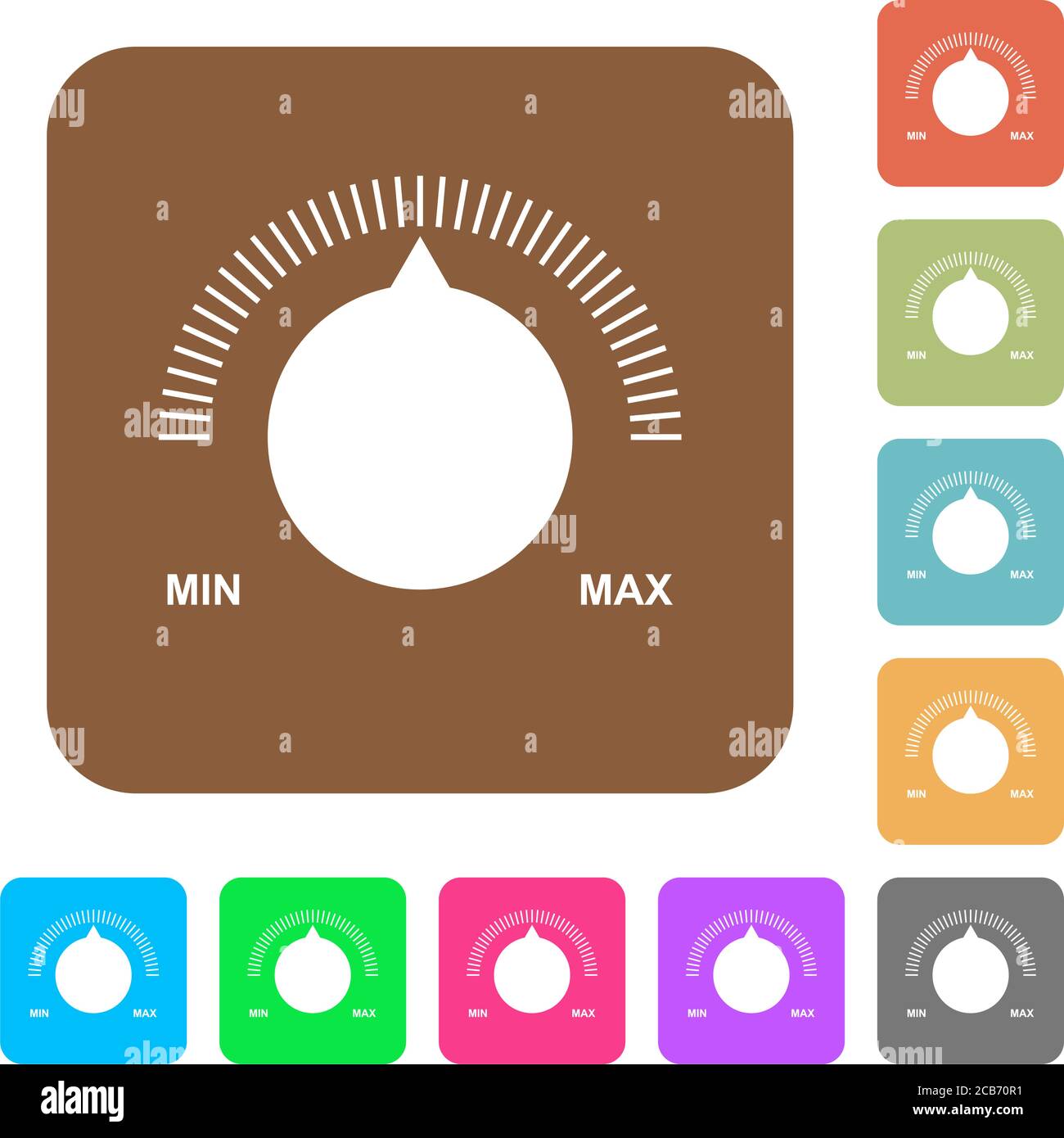 Volume control with captions flat icons on rounded square vivid color backgrounds Stock Vector ...