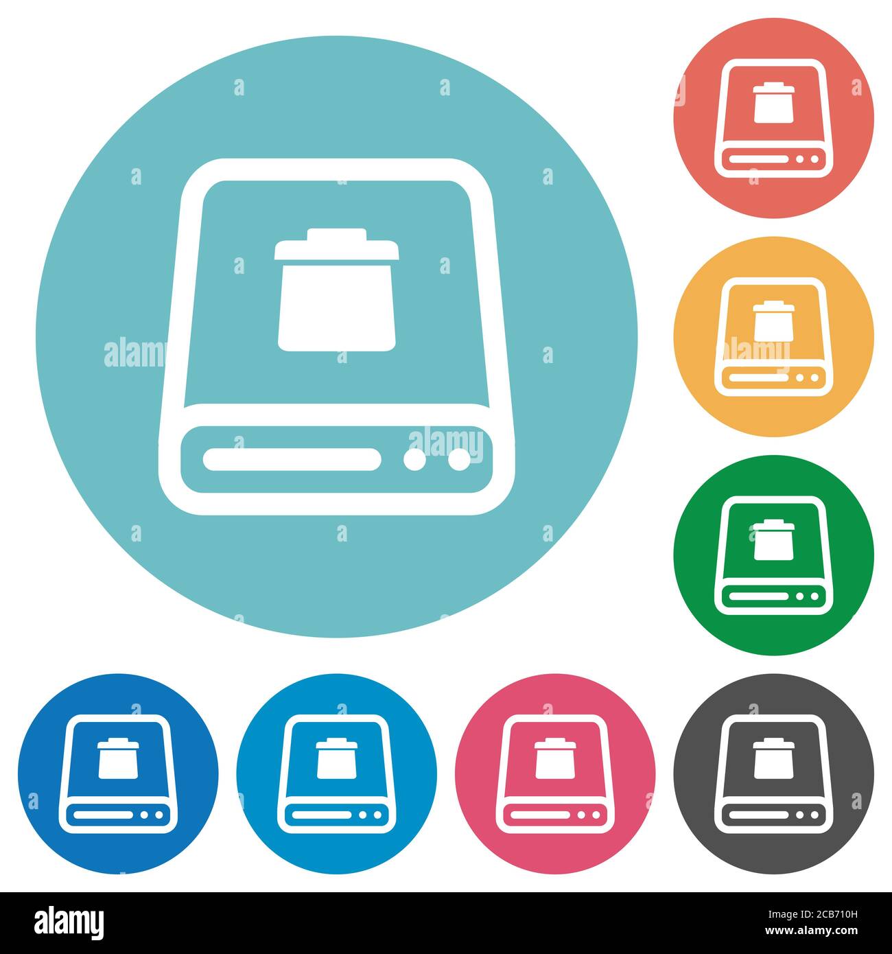 Delete from hard disk flat white icons on round color backgrounds Stock ...