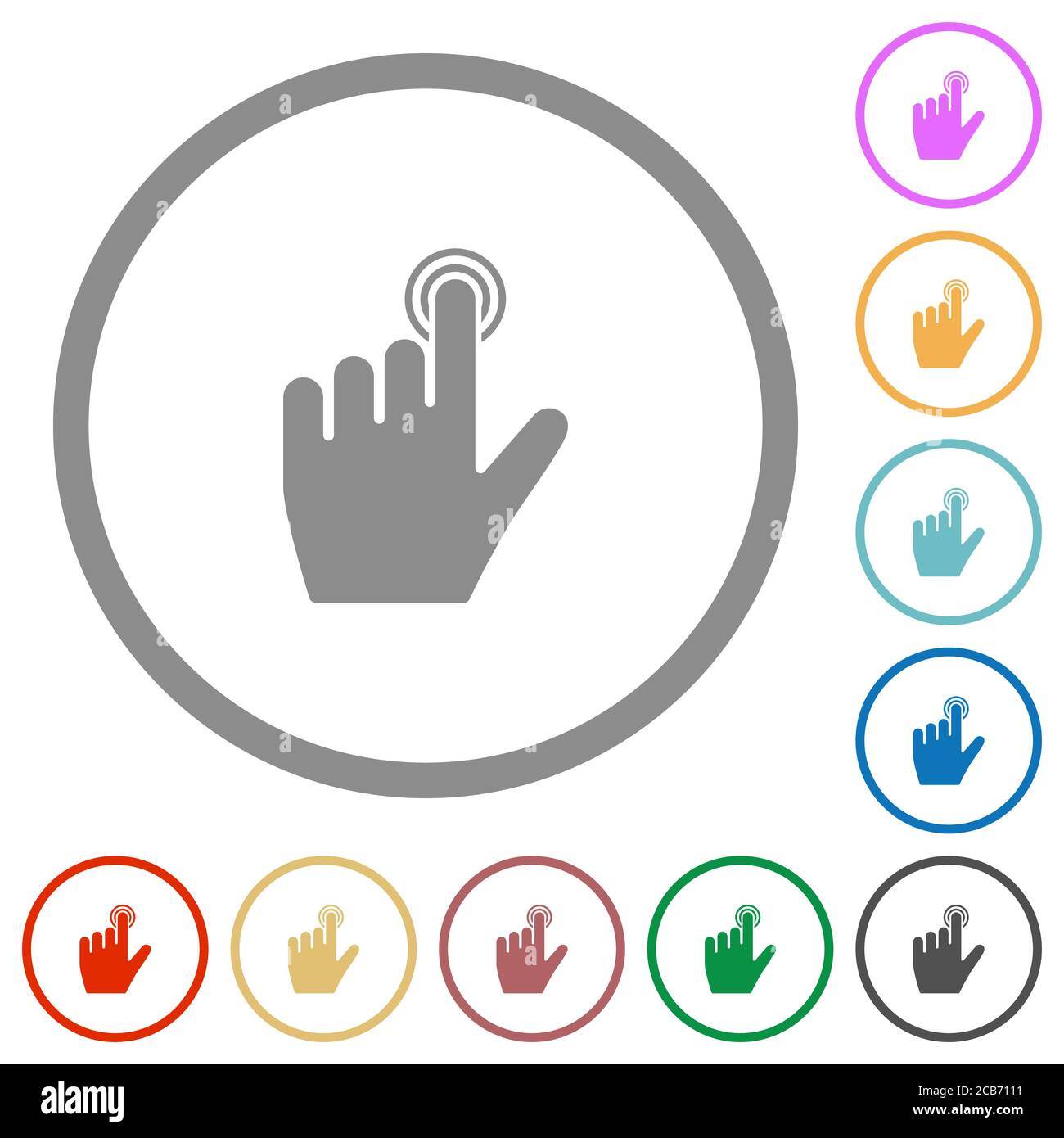 left handed clicking gesture flat color icons in round outlines on ...