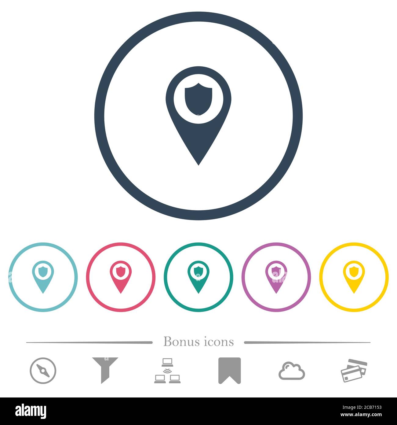 Police station GPS map location flat color icons in round outlines. 6 ...