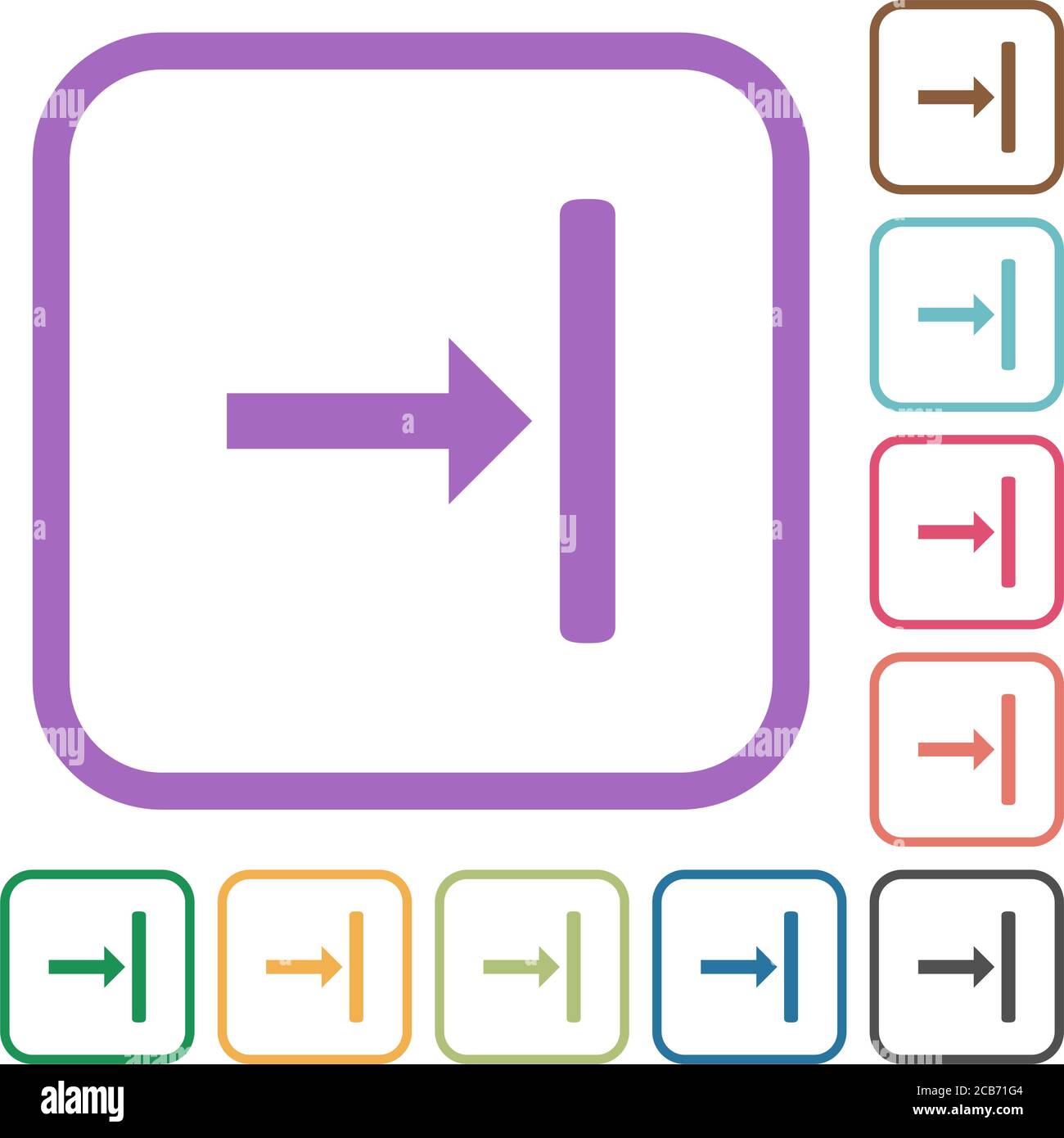 Align to right simple icons in color rounded square frames on white ...
