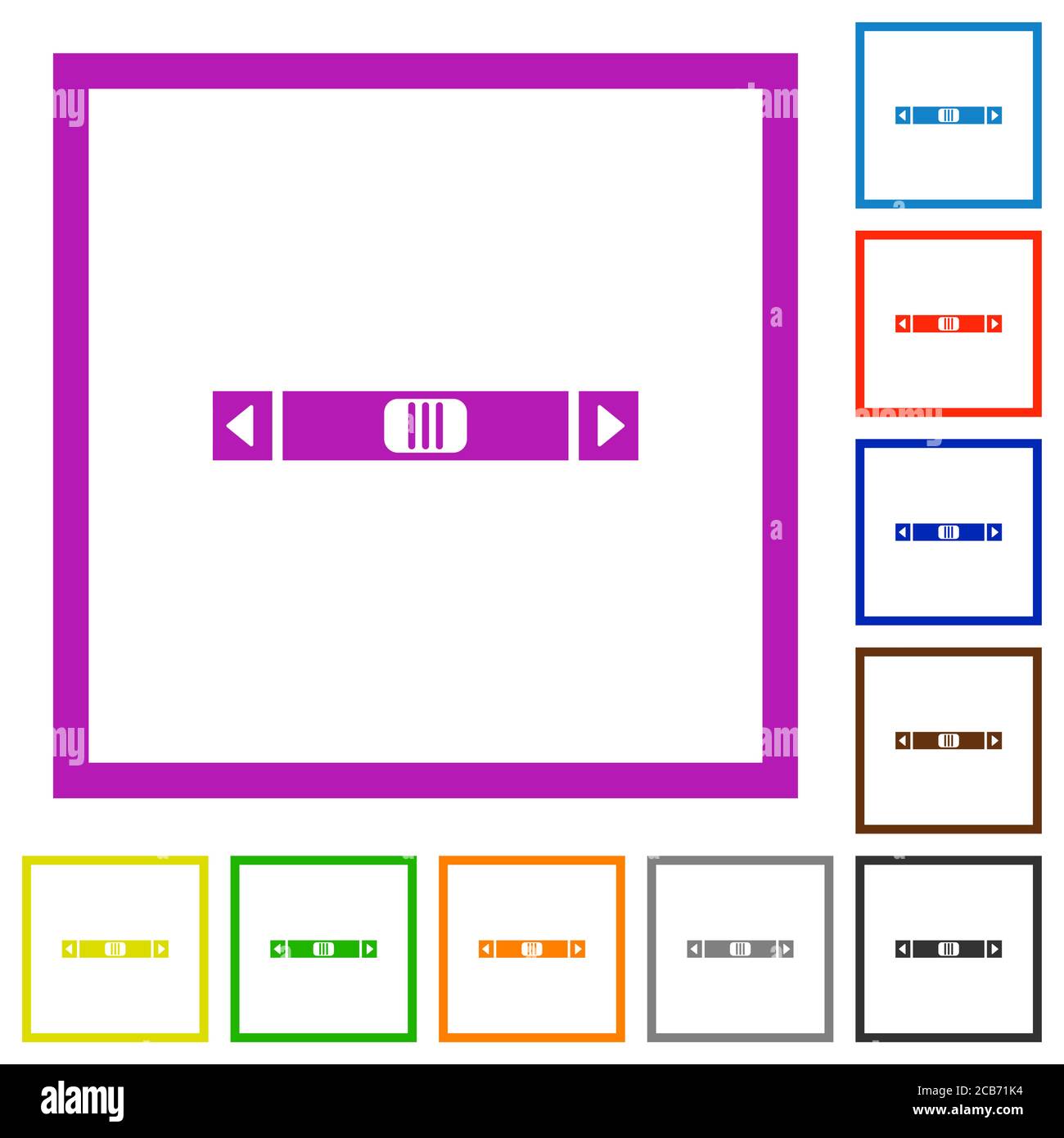 Horizontal Scroll Bar Flat Color Icons In Square Frames On White Background Stock Vector Image
