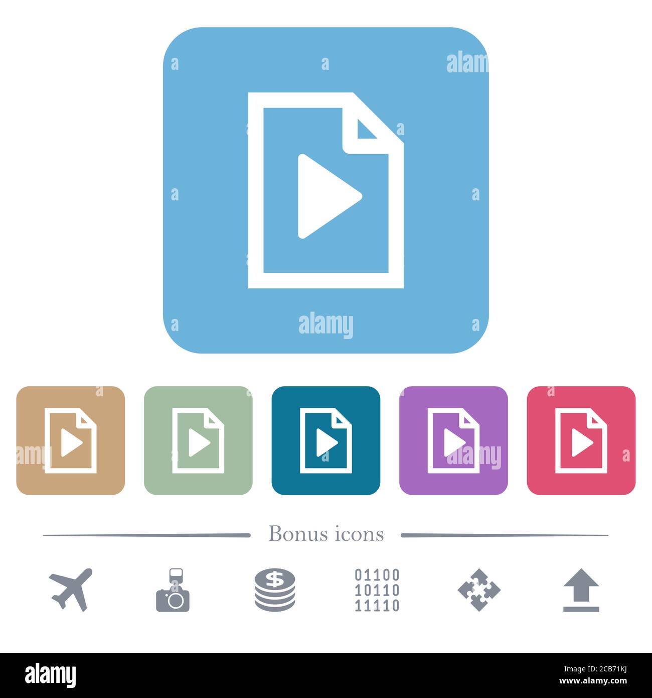 Playlist white flat icons on color rounded square backgrounds. 6 bonus ...