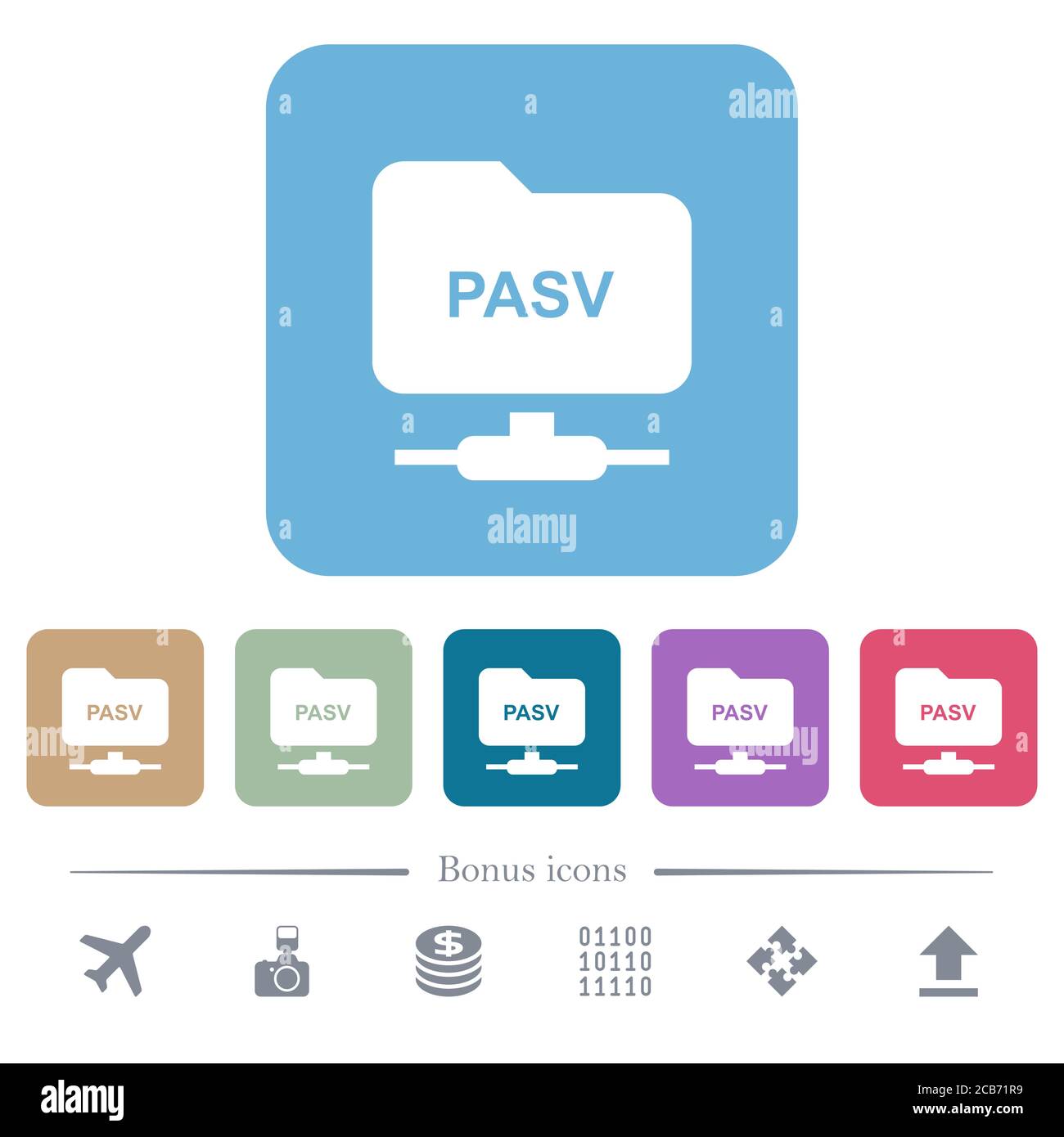 FTP enter passive mode white flat icons on color rounded square ...