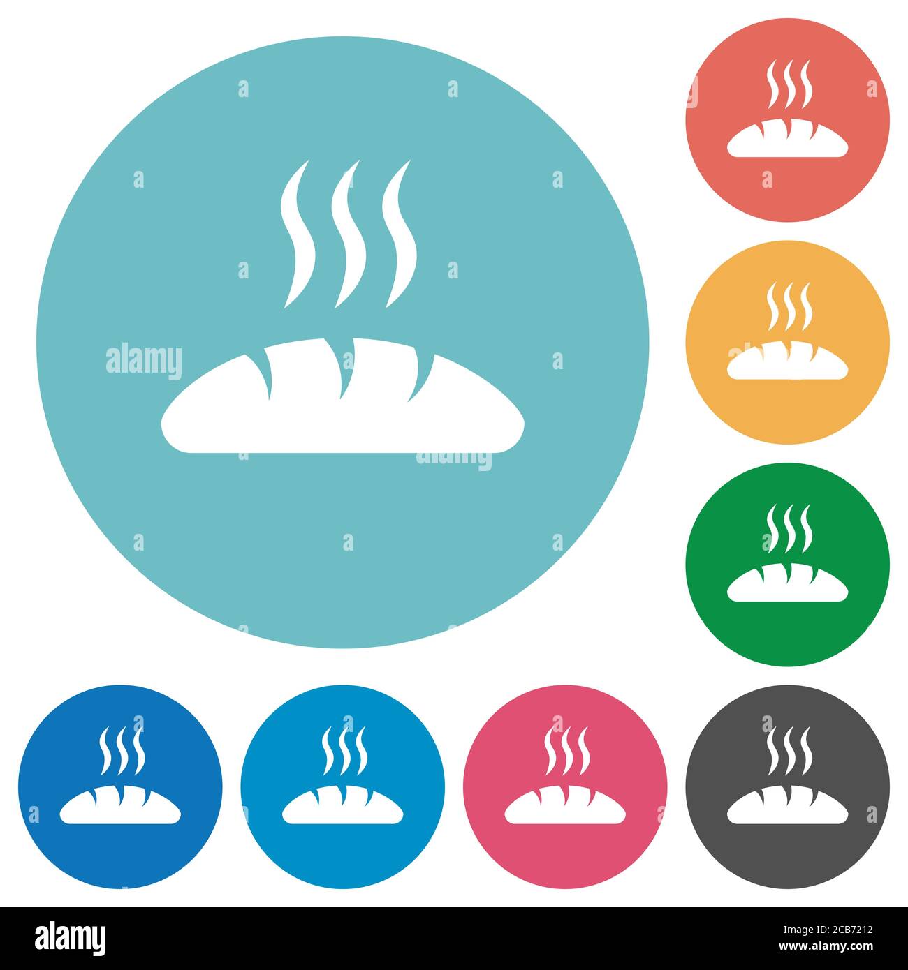 Fresh bread flat white icons on round color backgrounds Stock Vector ...