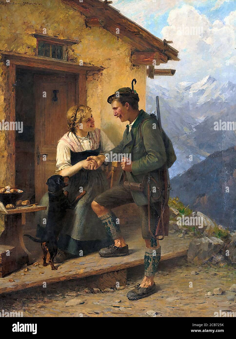 Kleehaas Theodore - Hunter Visiting the Dairymaid - German School ...