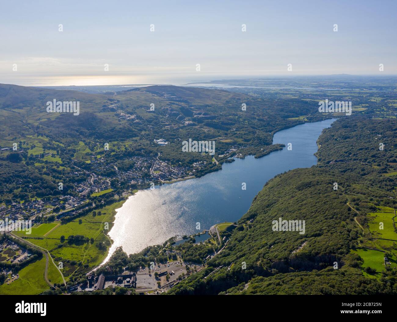 Aerial view of Dinorwic Quarry, near Llanberis, Gwynedd, Wales - with ...