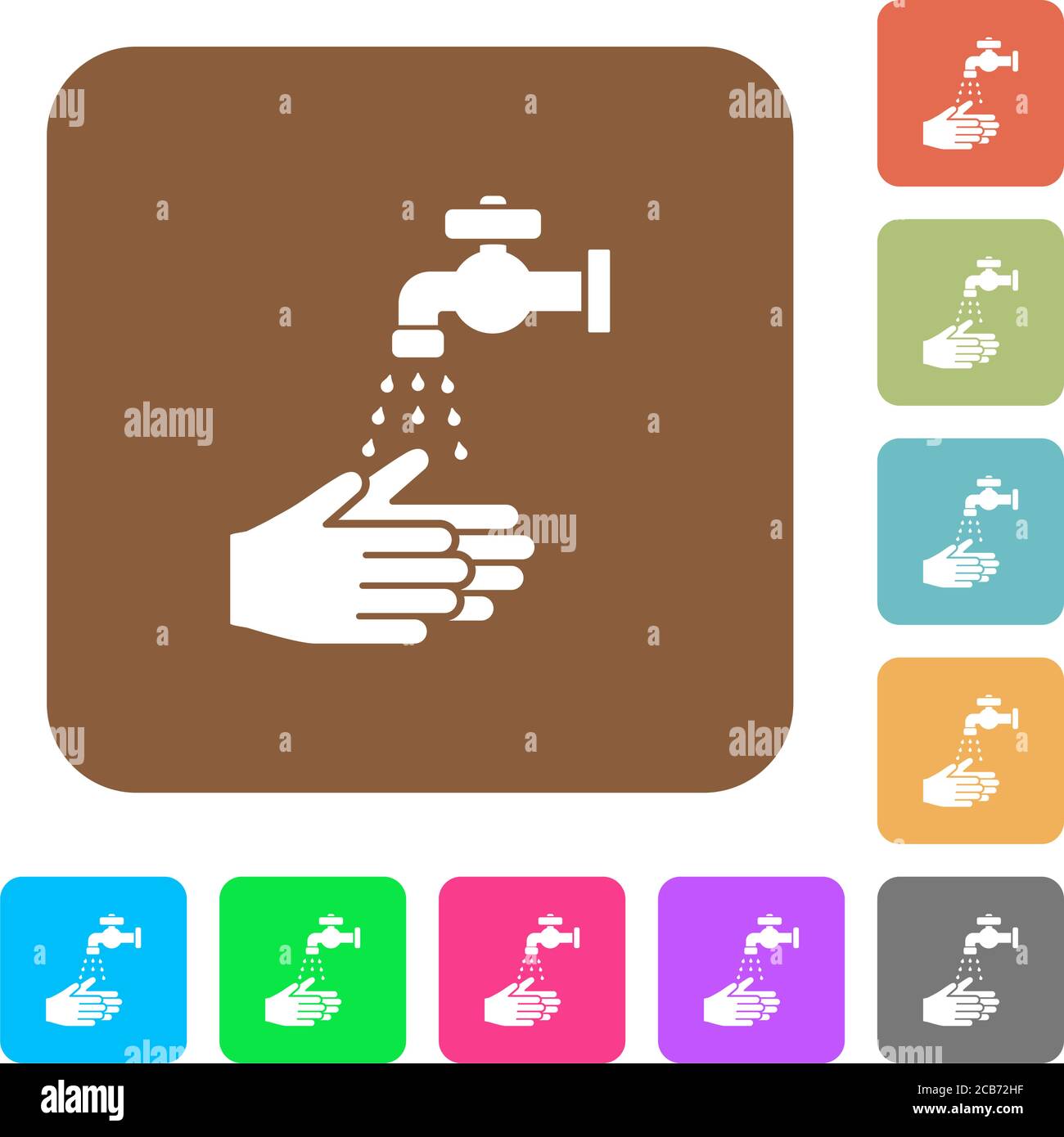 Hand washing flat icons on rounded square vivid color backgrounds Stock Vector Image & Art - Alamy