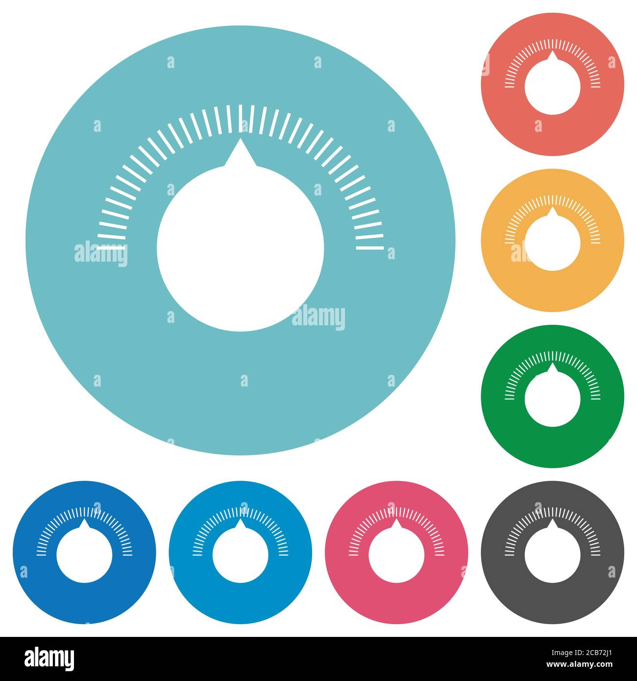 Simple volume control flat white icons on round color backgrounds Stock ...