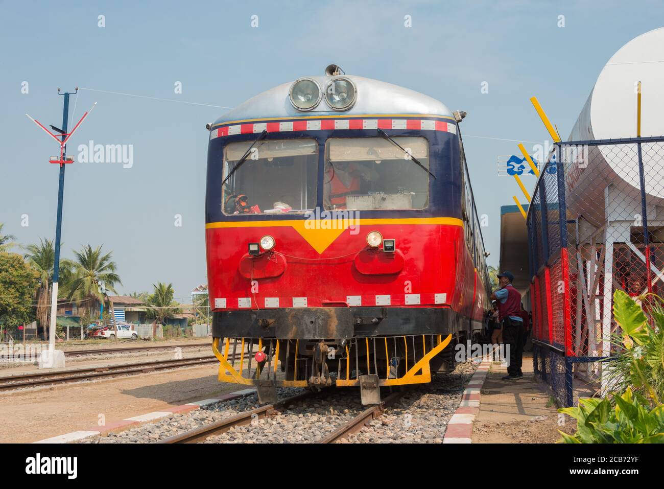 Train bound for Phnom Penh at Battambang Railway station in Battambang ...