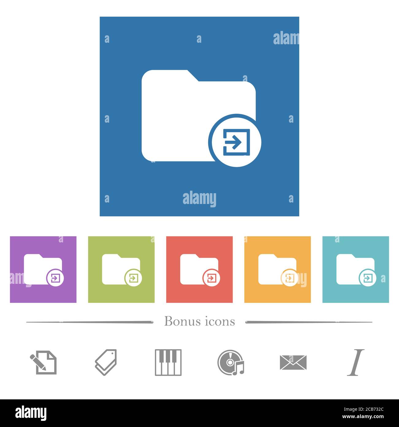 Import directory flat white icons in square backgrounds. 6 bonus icons ...