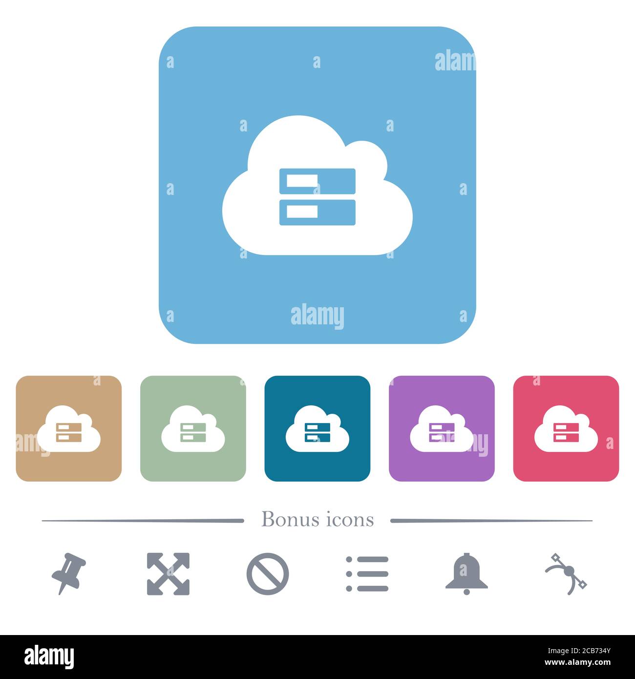 Cloud storage white flat icons on color rounded square backgrounds. 6 ...