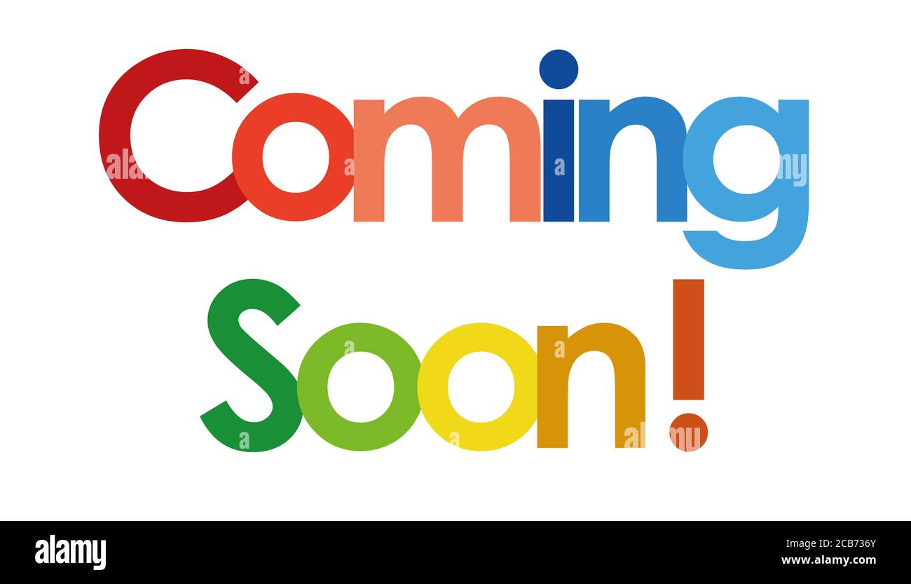 coming soon text in white background Stock Photo - Alamy