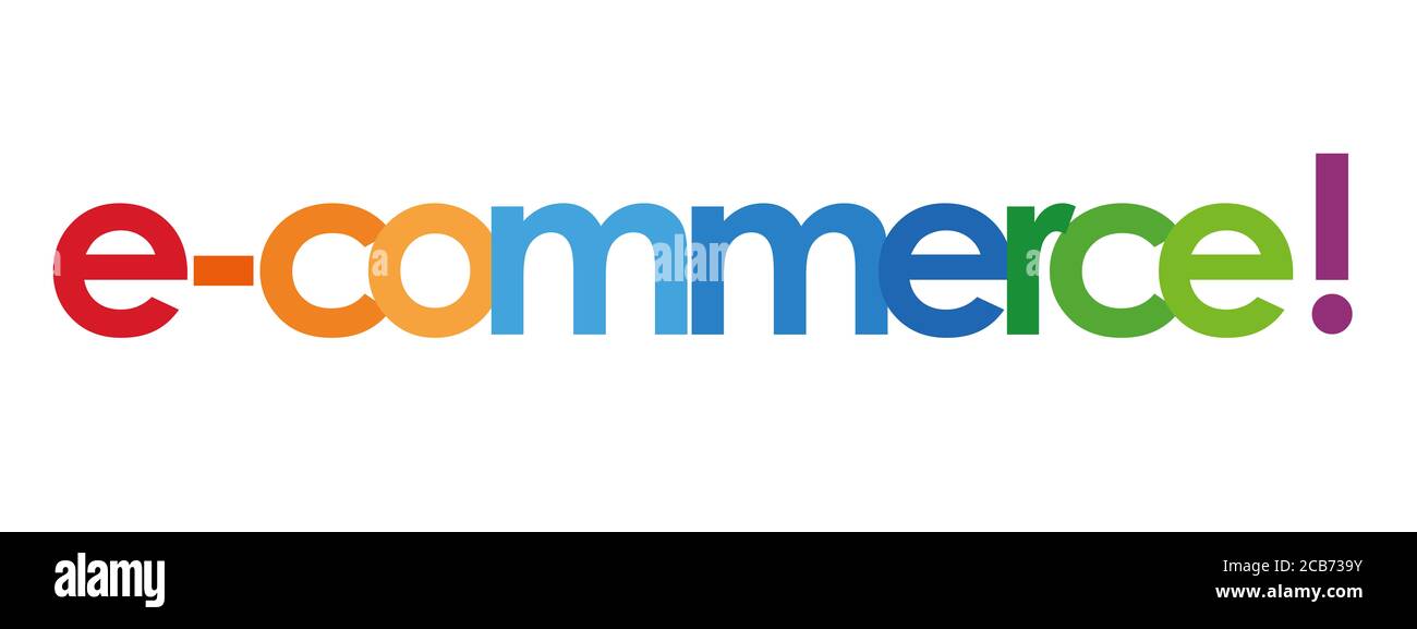 e-commerce text in white background Stock Photo - Alamy