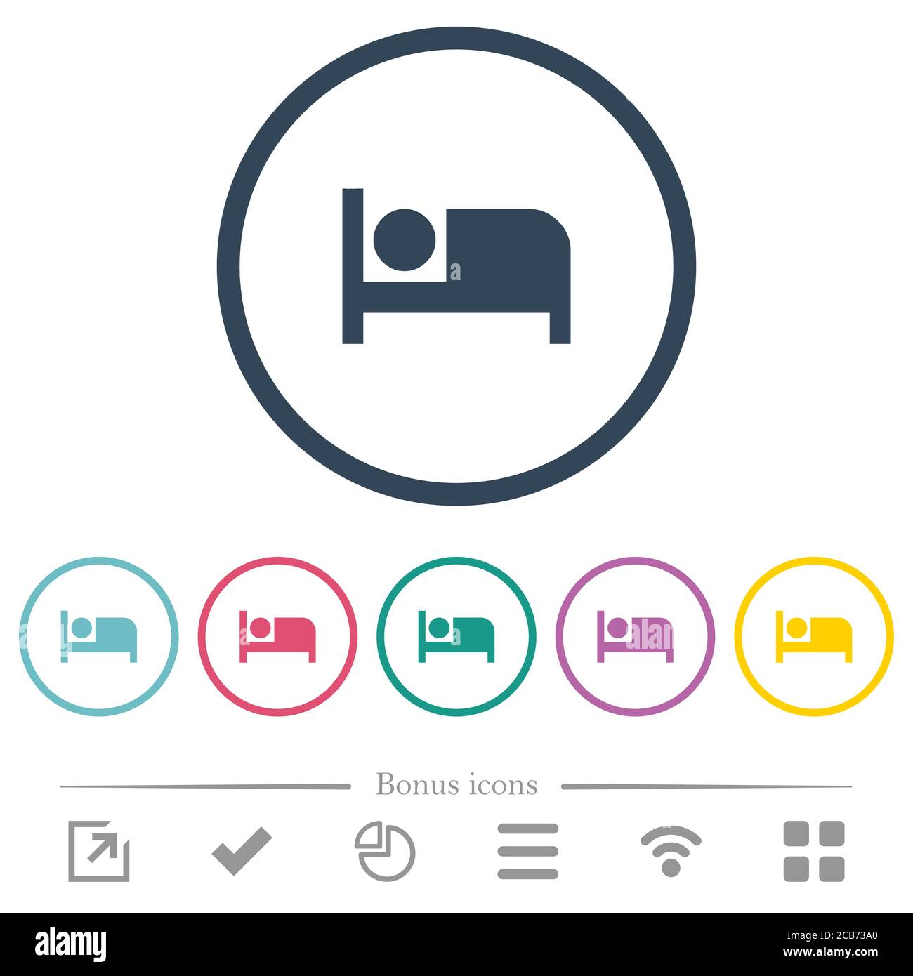 Hotel flat color icons in round outlines. 6 bonus icons included Stock ...