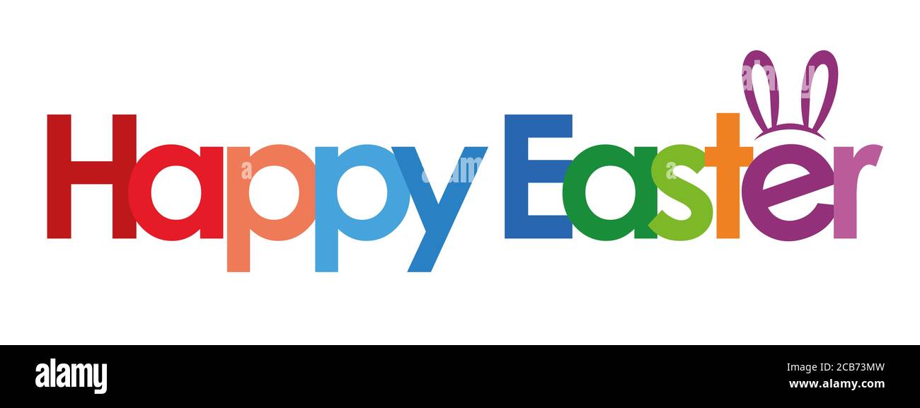 happy easter text in white background Stock Photo - Alamy