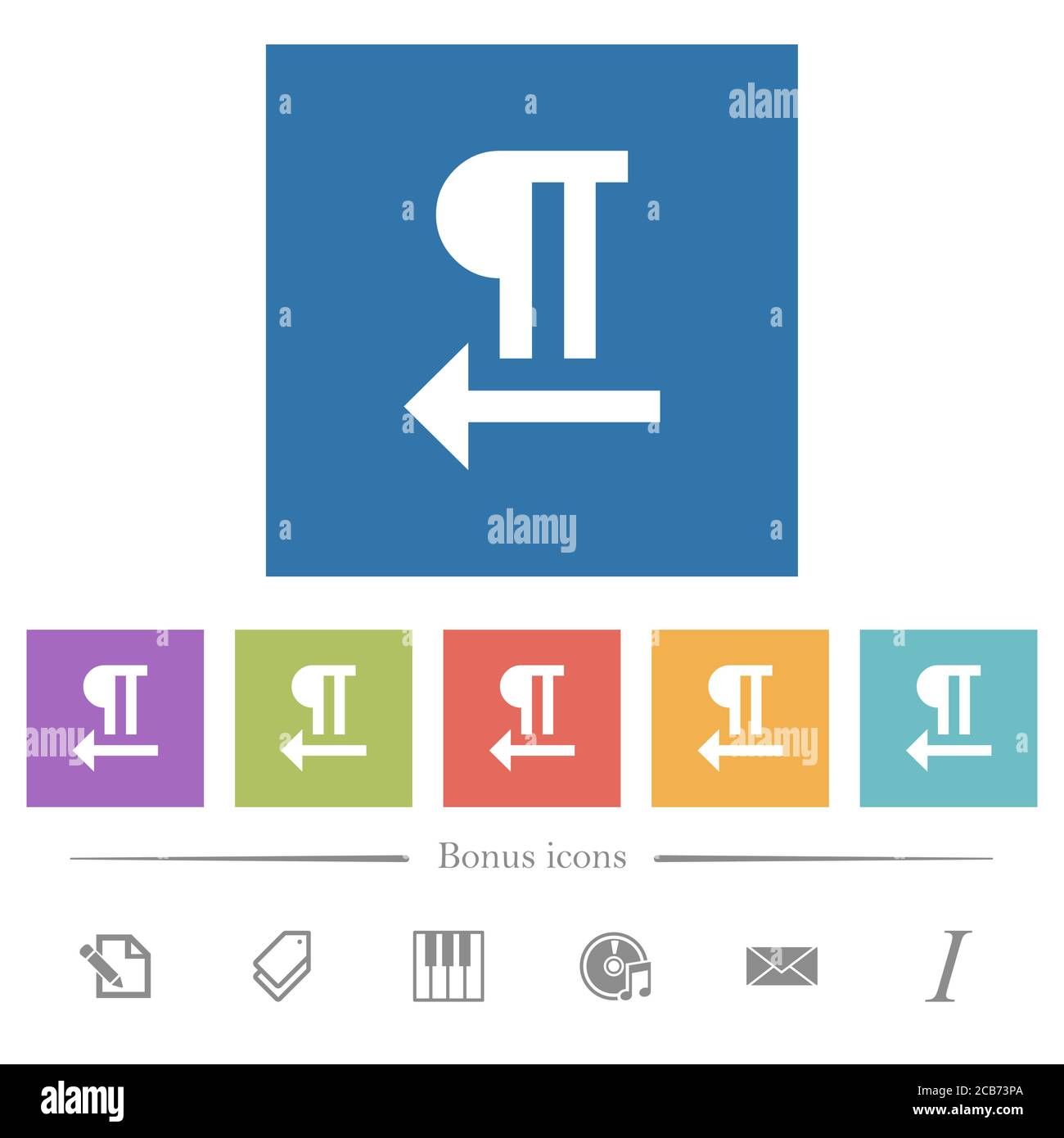 Right to left text direction flat white icons in square backgrounds. 6 ...