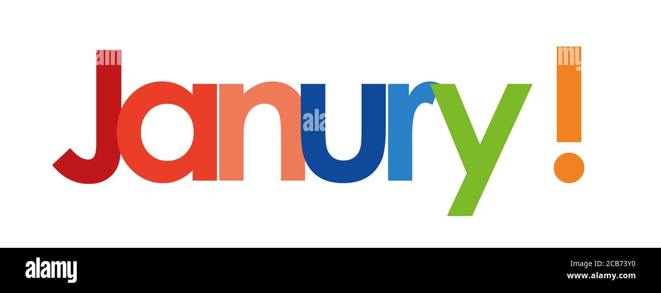 Janury text in white backround Stock Photo - Alamy