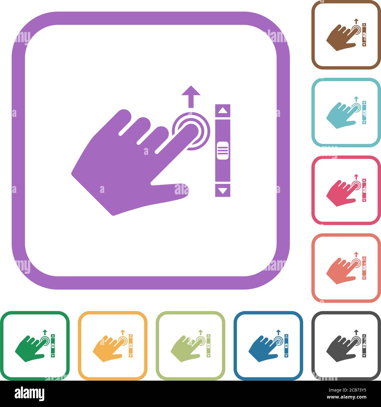 Left handed scroll up gesture simple icons in color rounded square ...