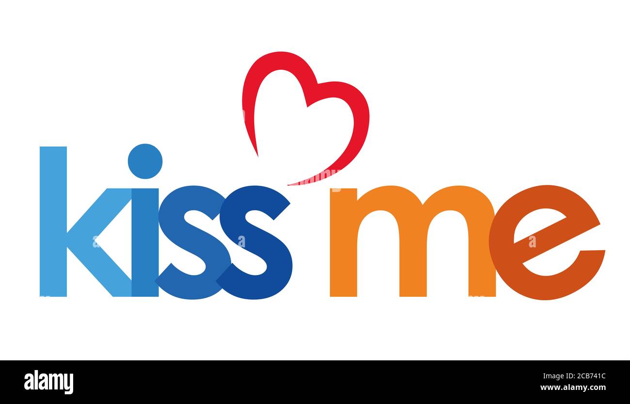 kiss me text in white background Stock Photo - Alamy