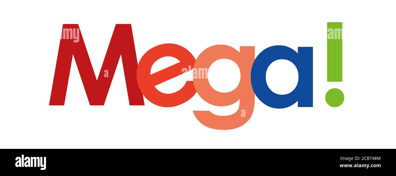 mega text in white background Stock Photo - Alamy