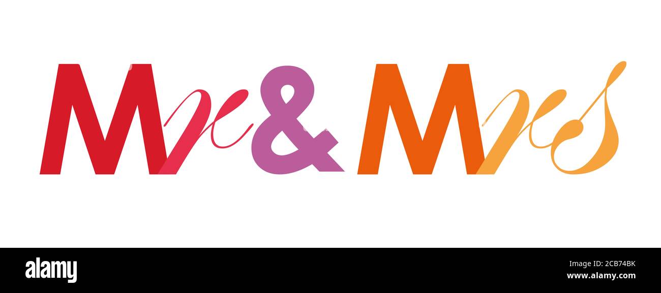 mr & mrs text in white background Stock Photo - Alamy