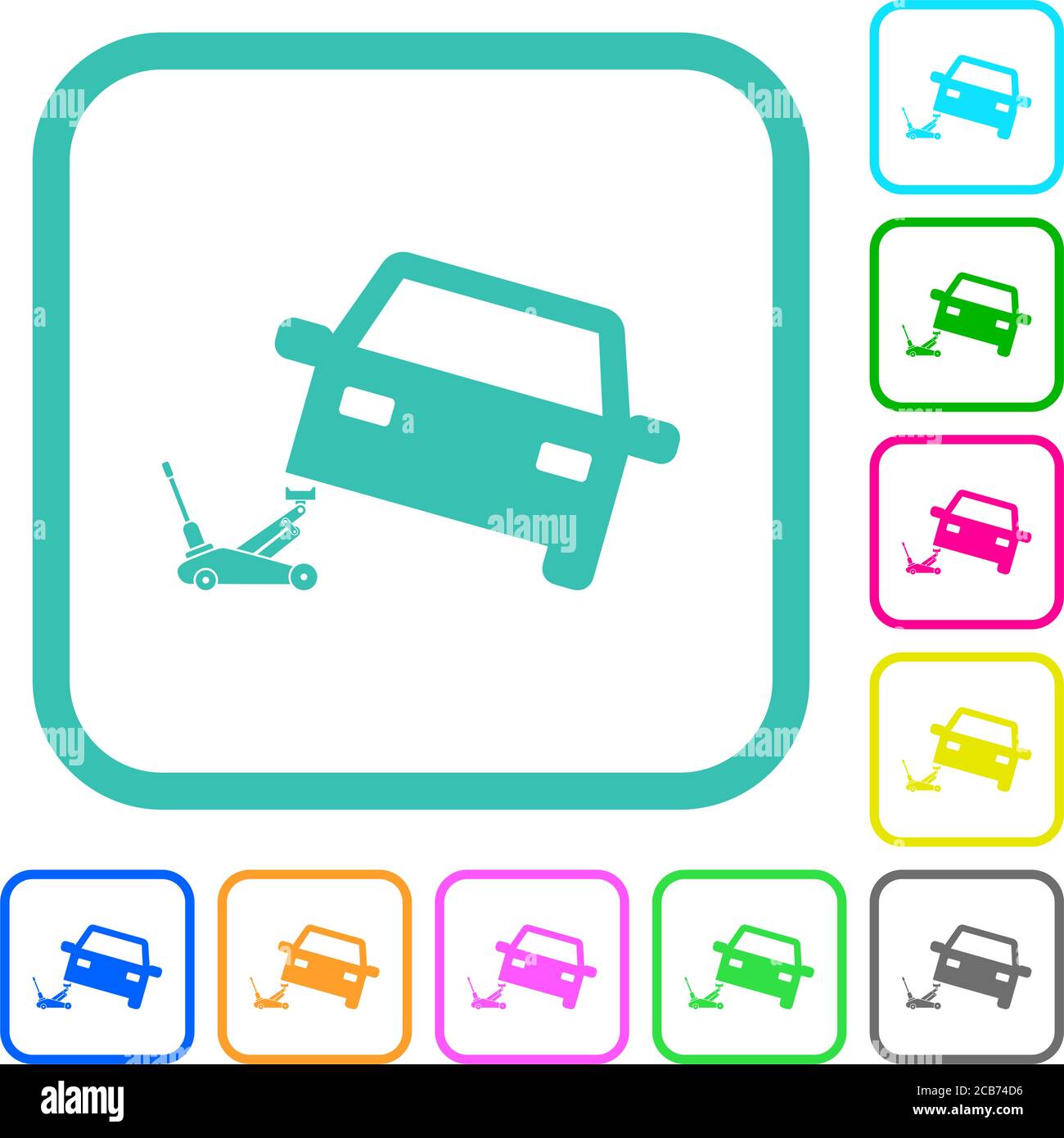 Car repair vivid colored flat icons in curved borders on white ...