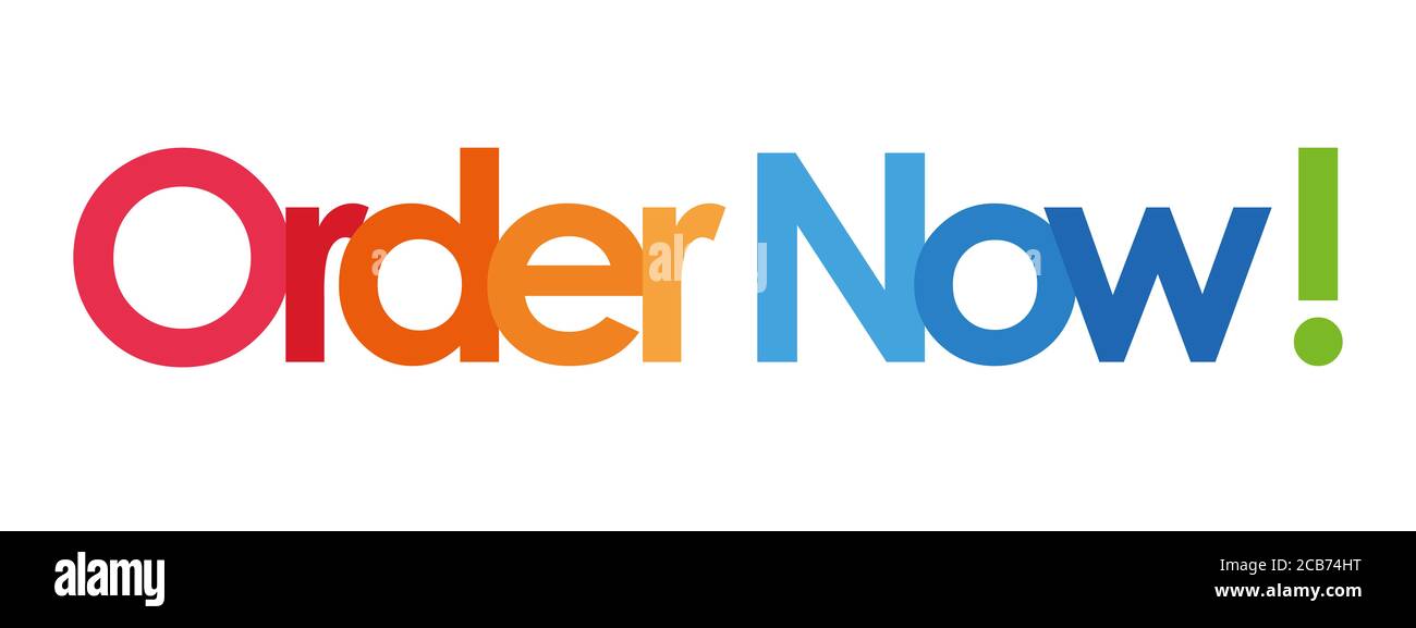 order now text in white background Stock Photo - Alamy
