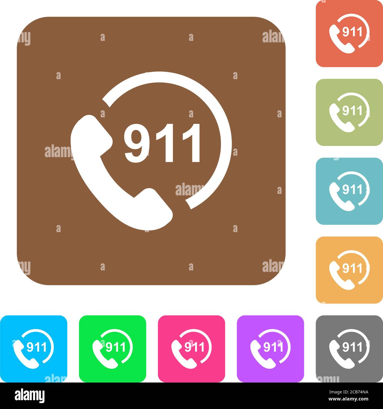 Emergency call 911 flat icons on rounded square vivid color backgrounds Stock Vector Image & Art ...