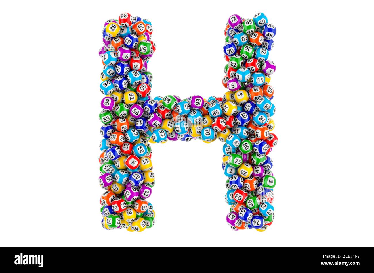Letter H, from lottery balls. 3D rendering isolated on white background ...