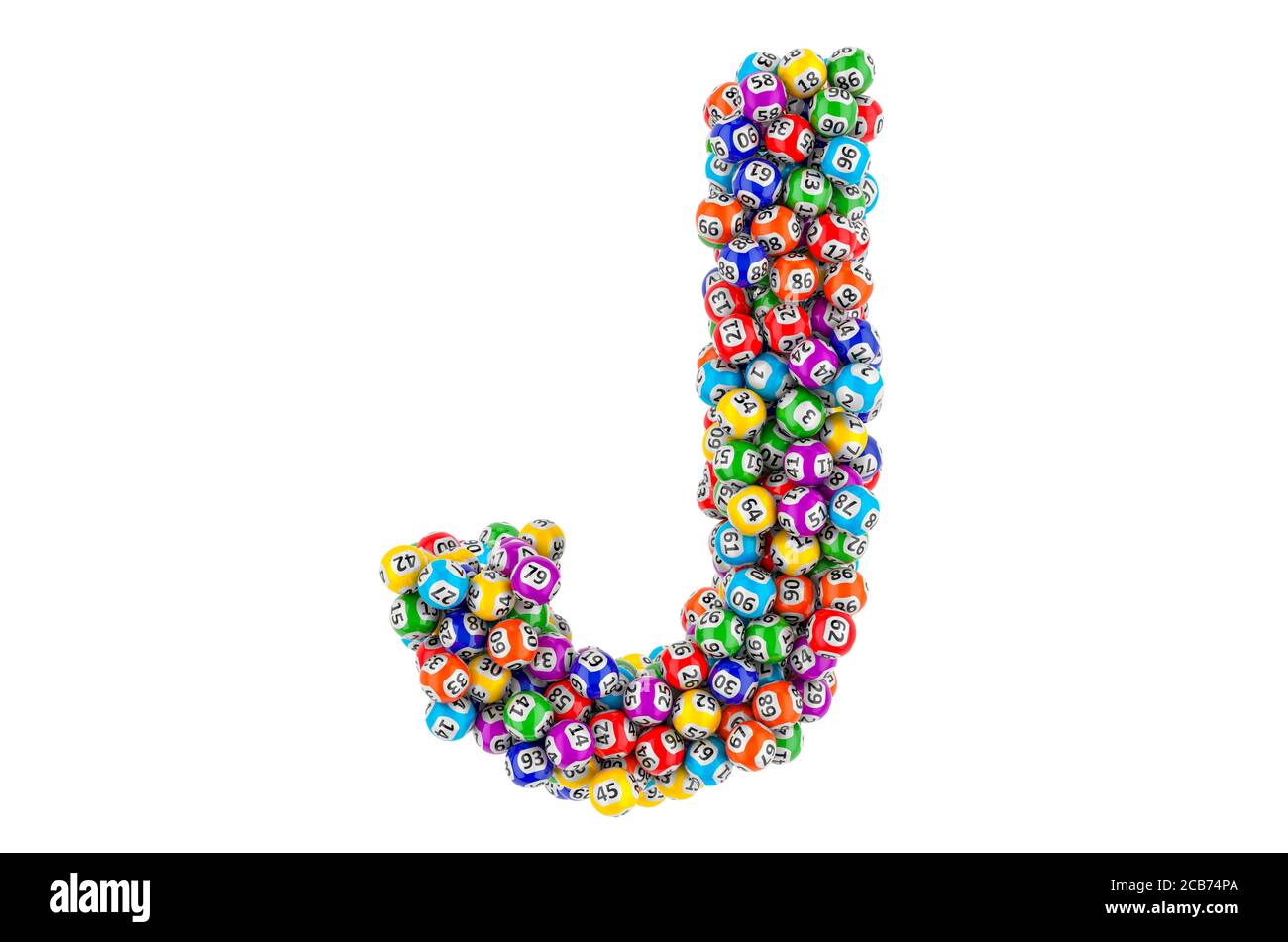 Letter J, from lottery balls. 3D rendering isolated on white background ...