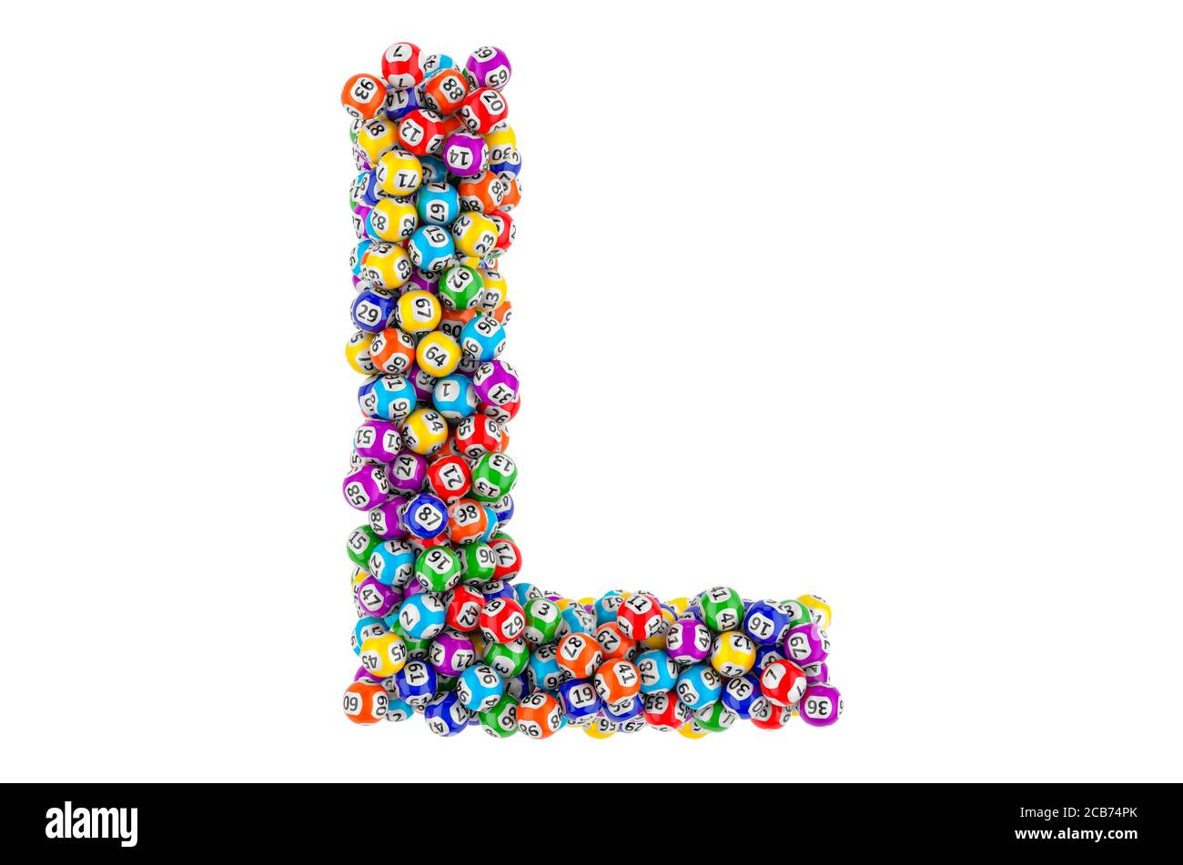 Letter L, from lottery balls. 3D rendering isolated on white background ...