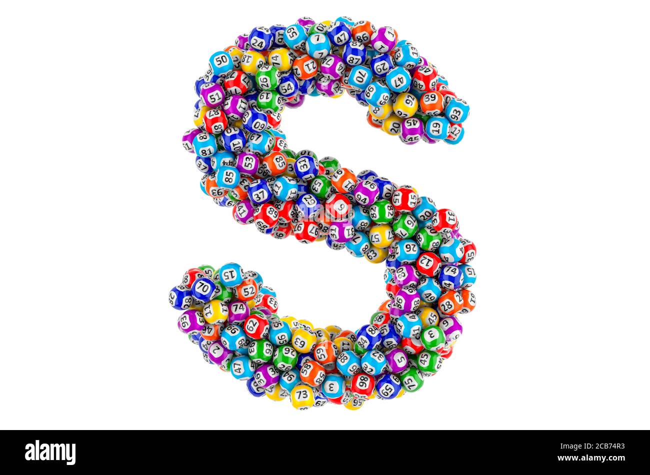 Letter S, from lottery balls. 3D rendering isolated on white background ...
