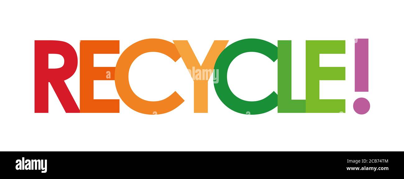 recycle text in white background Stock Photo - Alamy