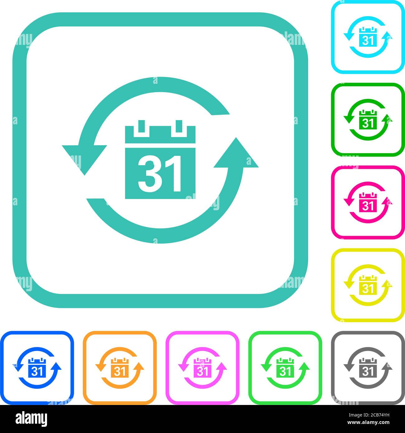 Monthly subscription vivid colored flat icons in curved borders on ...