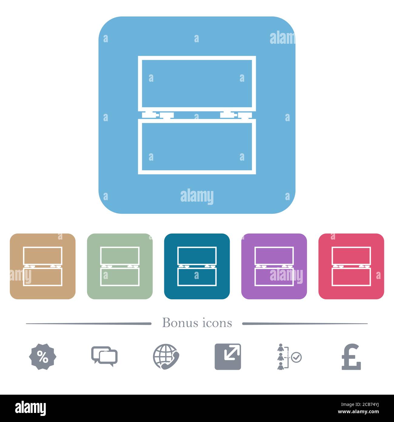 Empty toolbox white flat icons on color rounded square backgrounds. 6 ...
