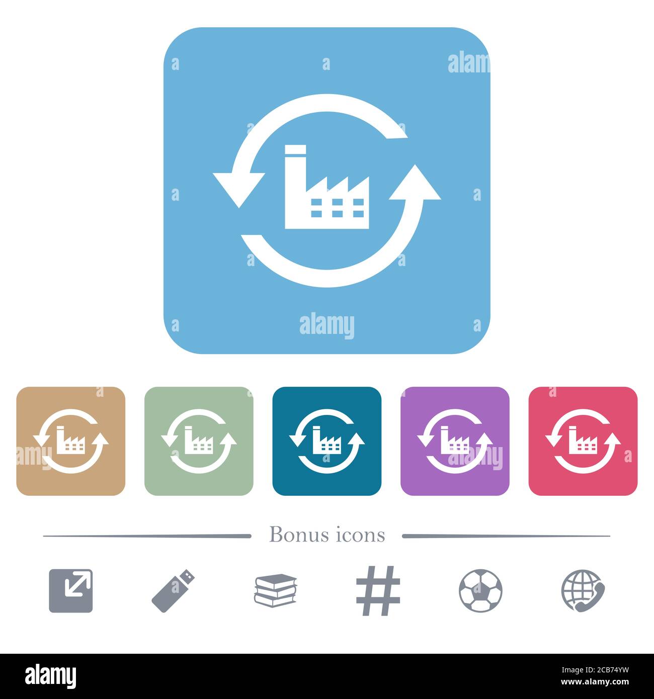 Reset to factory defaults white flat icons on color rounded square ...