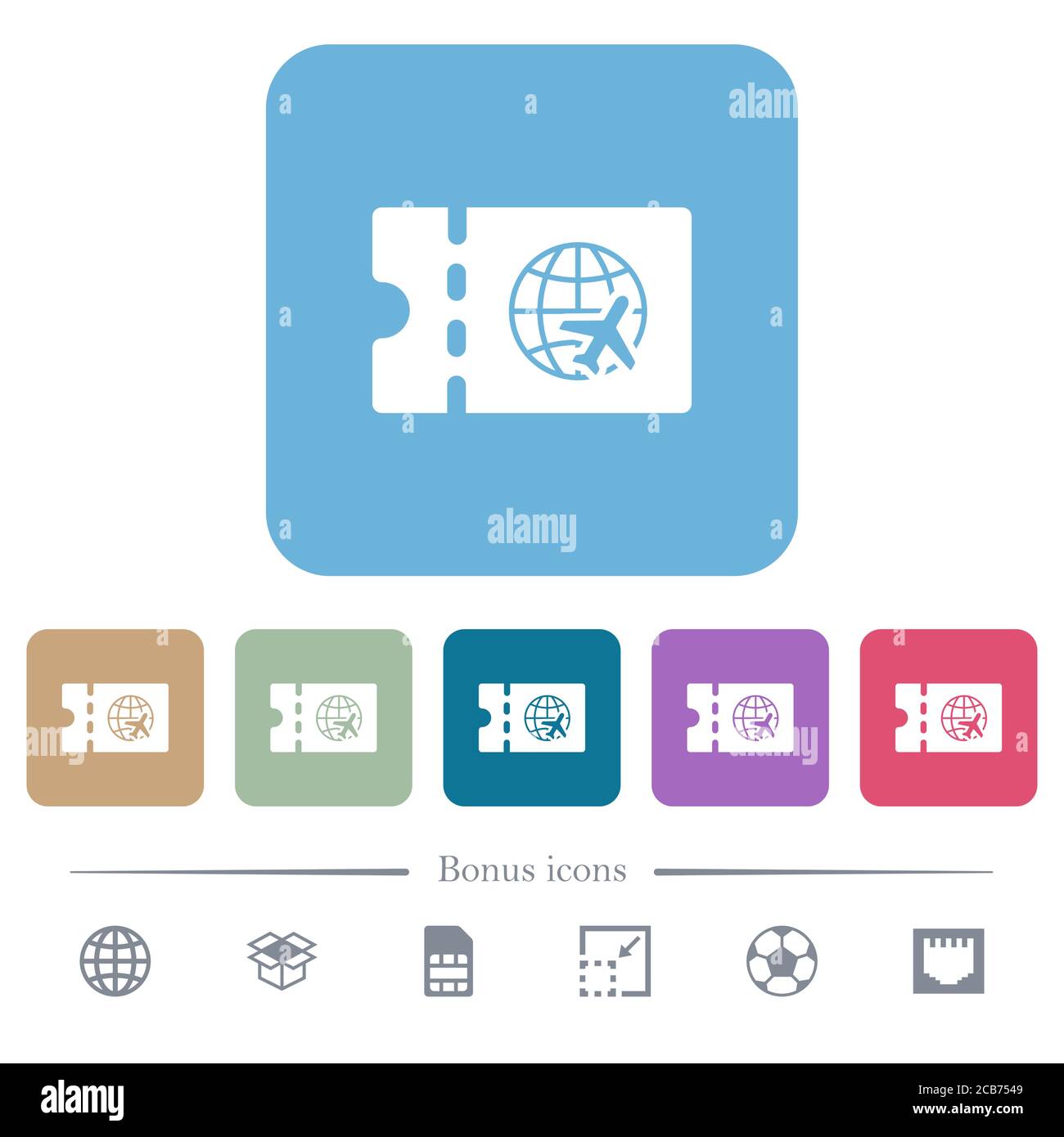 World travel discount coupon white flat icons on color rounded square ...
