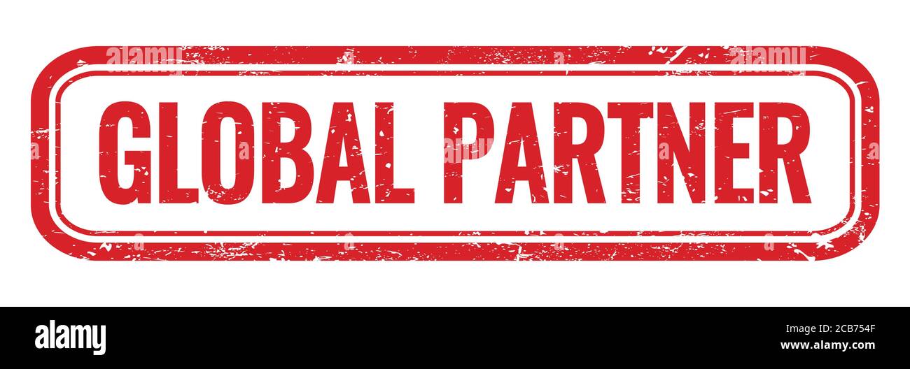 GLOBAL PARTNER red grungy rectangle stamp sign Stock Photo - Alamy