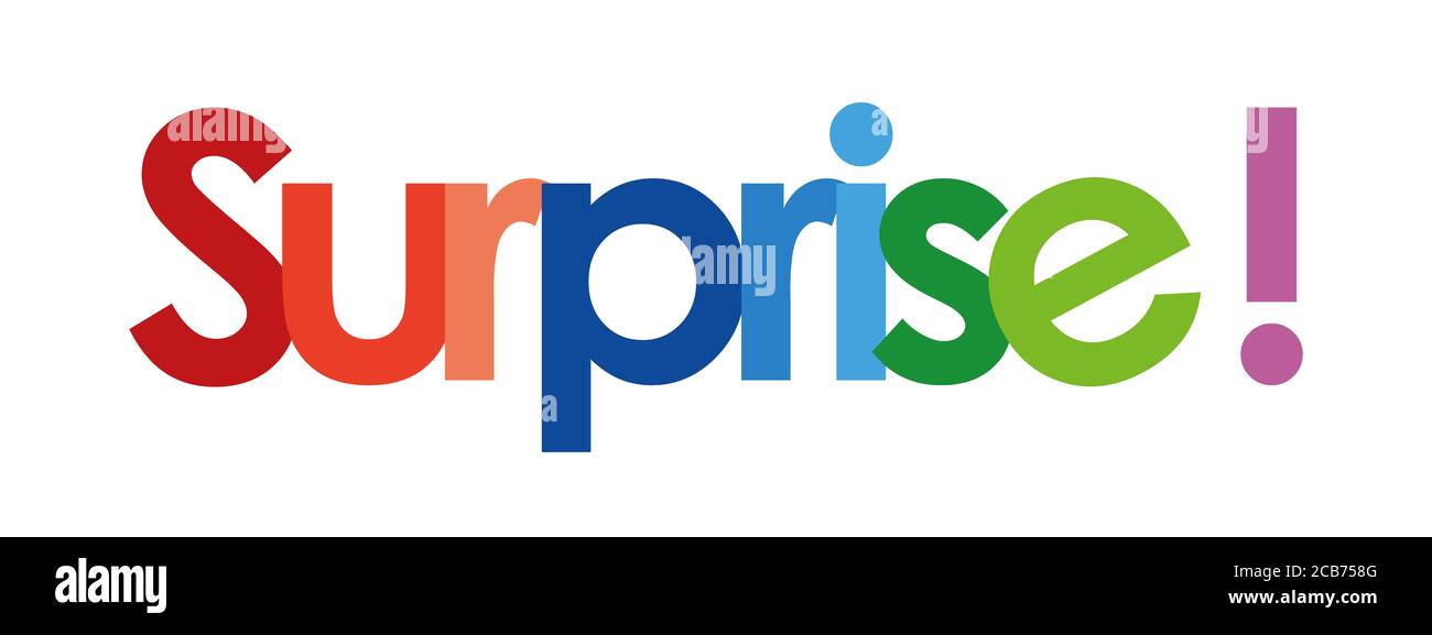 surprise text in white background Stock Photo - Alamy