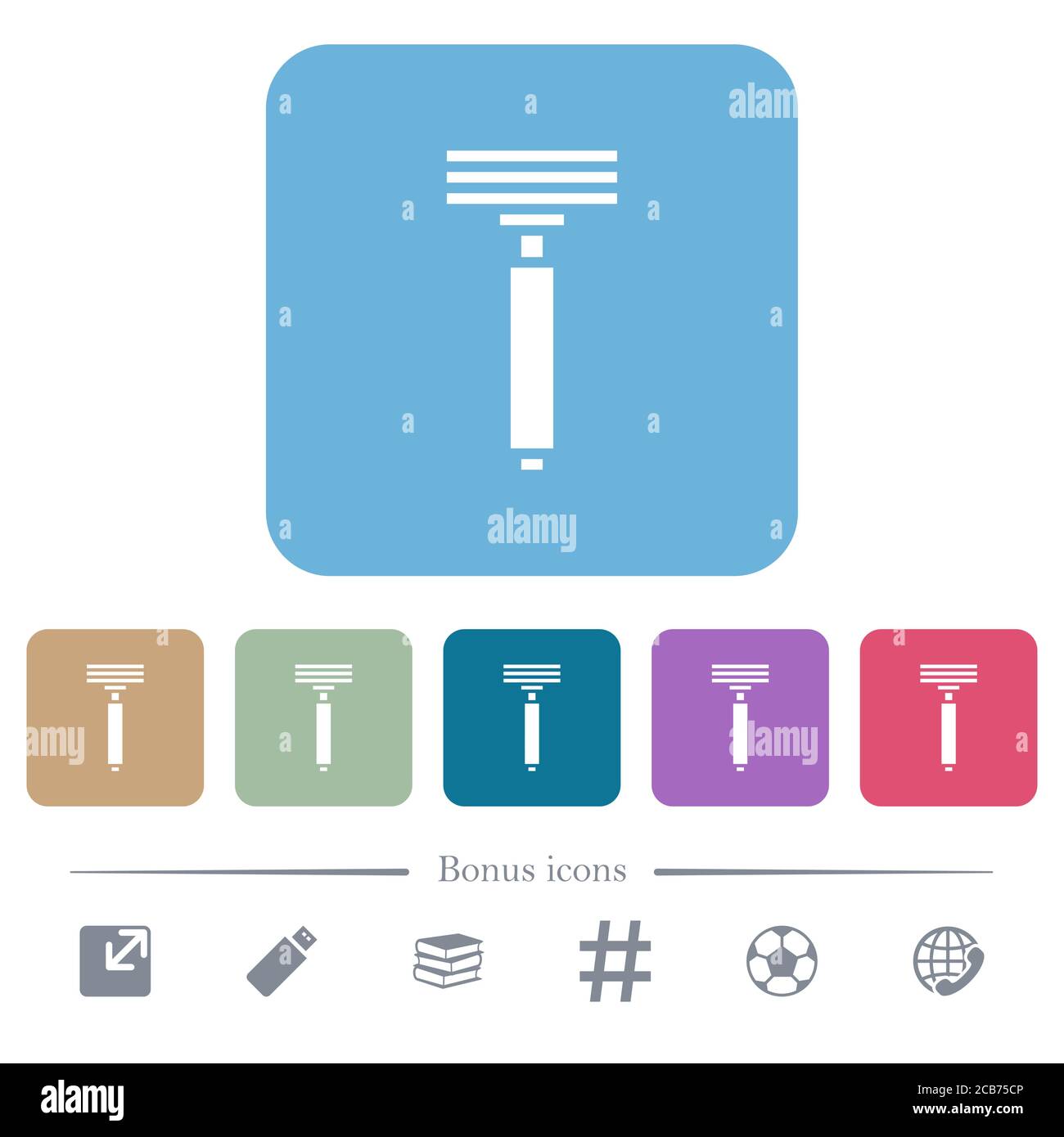 Razor white flat icons on color rounded square backgrounds. 6 bonus ...