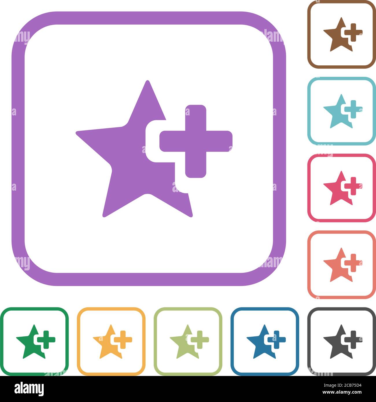 Add star simple icons in color rounded square frames on white ...