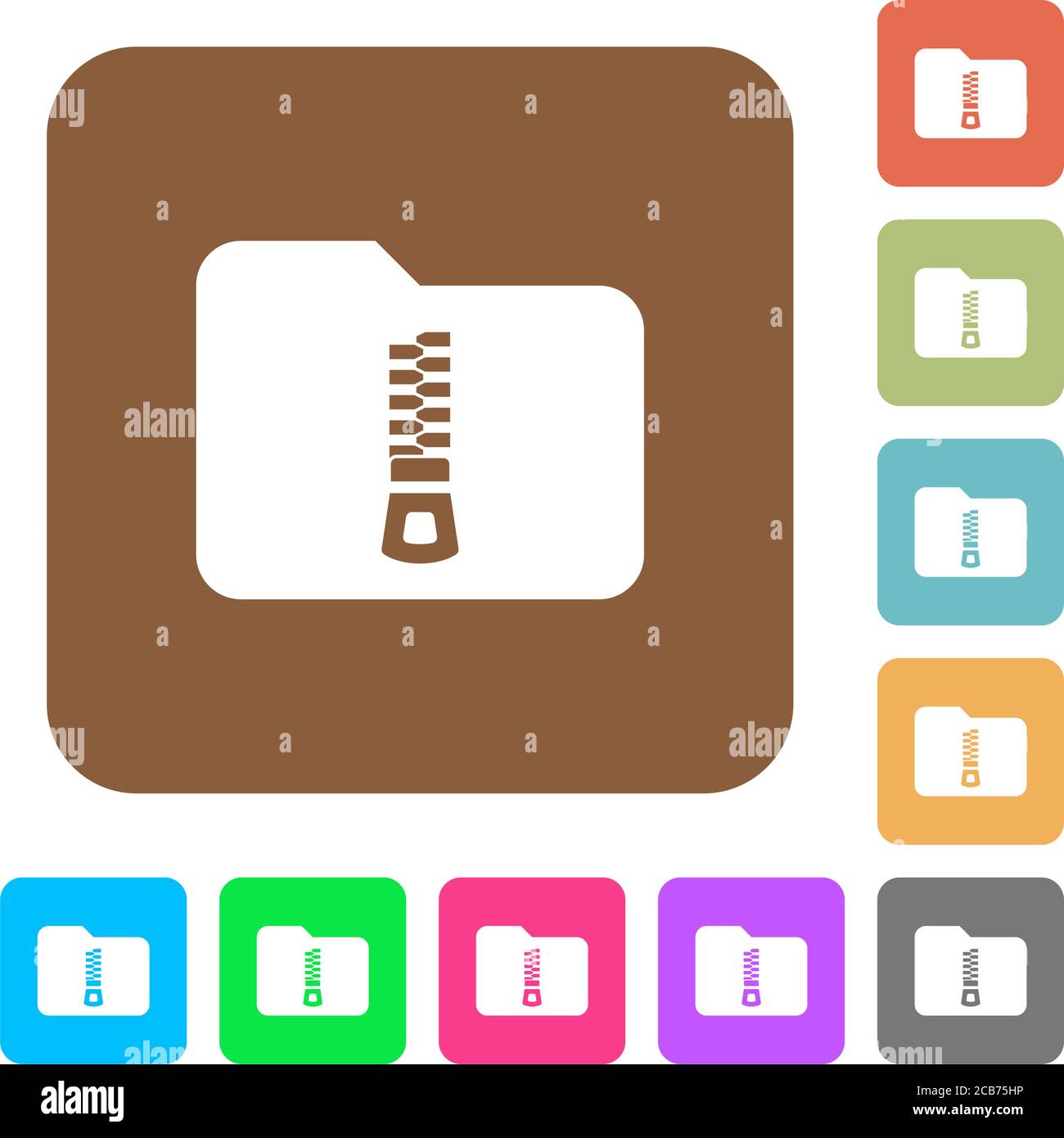 Compressed folder flat icons on rounded square vivid color backgrounds Stock Vector Image & Art ...
