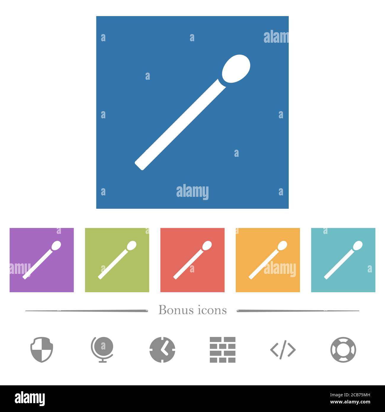 Matchstick flat white icons in square backgrounds. 6 bonus icons ...