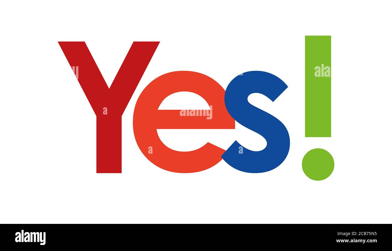 yes text in white background Stock Photo - Alamy