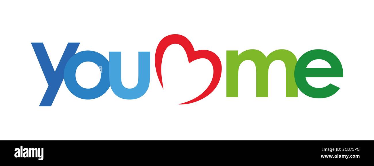 you and me text and heart in white background Stock Photo - Alamy