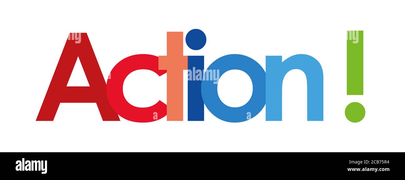 action text in white background Stock Photo - Alamy