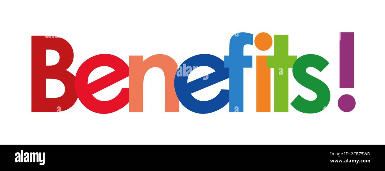 benefit text in white background Stock Photo - Alamy