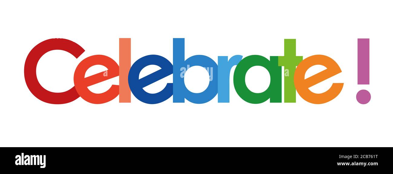 celebrate text in white background Stock Photo - Alamy